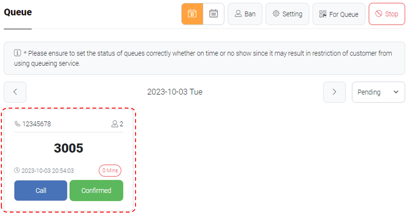 Manage queues and call customers - Nstory Insider